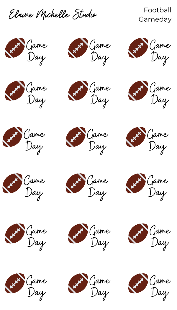 Game Day Stickers- Football – Elaine Michelle Studio